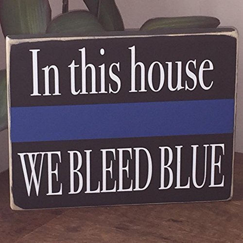 Amazon.com: Thin Blue Line, We Bleed Blue Sign, Police Officer Gift ...