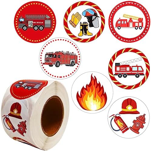 Amazon.com: 500PCS Fire Truck Roll Stickers Fire Truck/Fire Car/Fireman ...