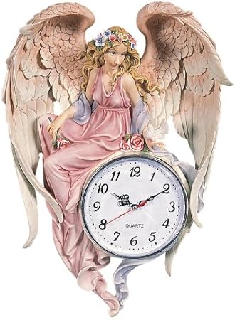 Amazon.com: OK Lighting 18" H Enchanted Angel Wall Clock,Pink : Home ...