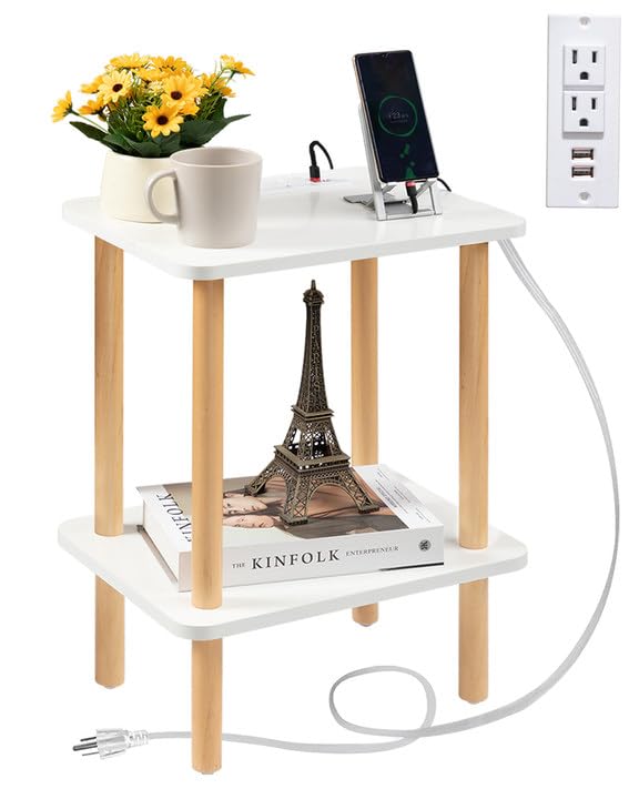 Amazon.com: FORAOFUR End Table with Charging Station, End Tables with ...