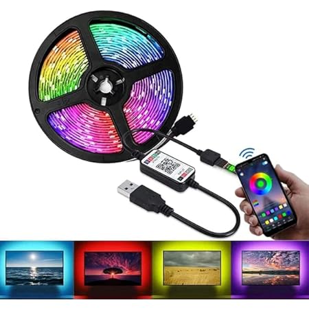 Buy PESCA USB 5V 5050 RGB LED Flexible Strip Light Multi-Color Changing ...