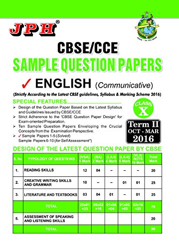 CBSE/CCE Sample Papers English (Communicative) Term II : J.P.H. Expert ...