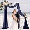 Amazon.com: ROMANKAS Navy Blue Arch Drapes Chiffon Wedding Arch Draping ...