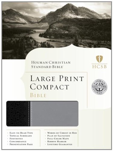 HCSB Large Print Compact Bible, Black/Gray LeatherTouch: Holman Bible ...