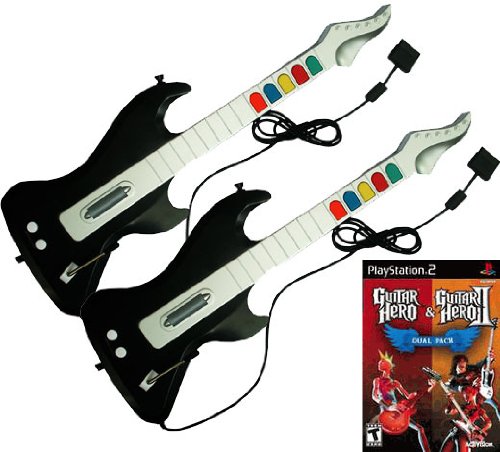 Amazon.com: PS2 Guitar Hero 1&2 Dual Pack + 2 x PS2 Shredster Wired ...