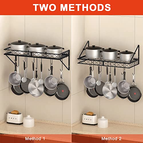 Mutool Wall Mount Pot Pan Racks, 70CM Saucepan Hanging Racks Utensils ...