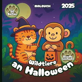 Amazon.com: Wildtiere an Halloween – Malbuch 2025 – Einfacher Doodle ...