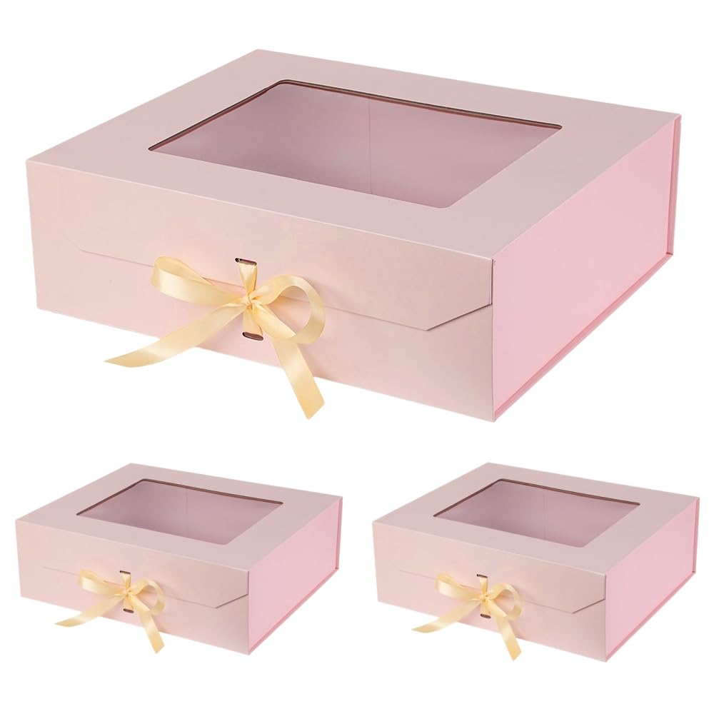 Snapklik.com : PLINJOY 3 Pcs Extra Large Pink Gift Box For Presents