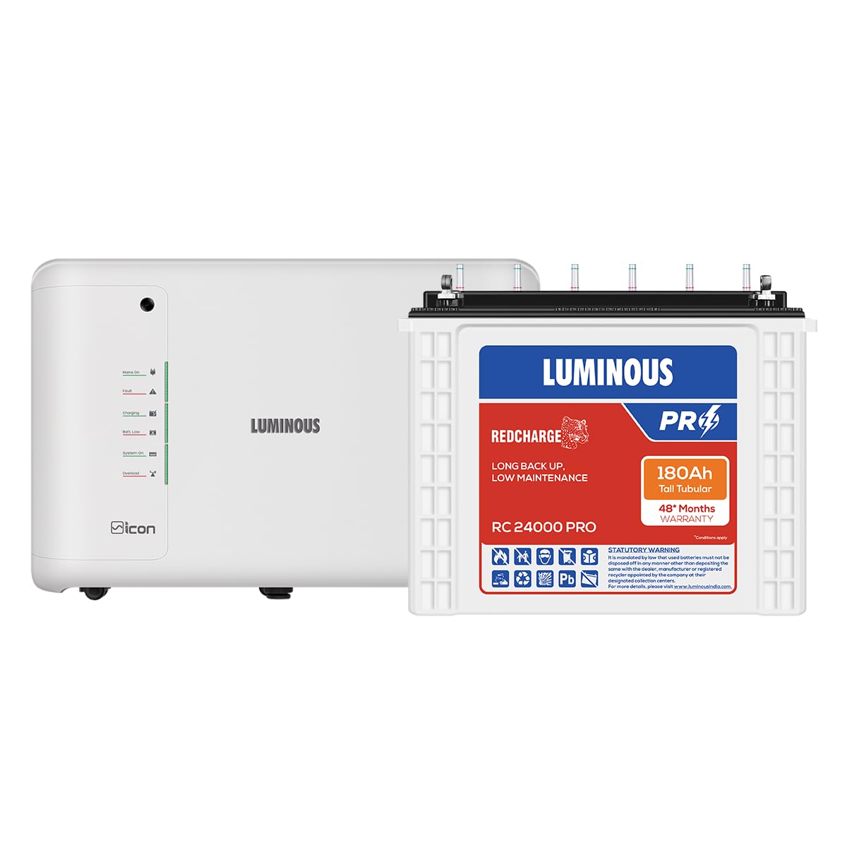 Luminous Inverter & Battery Combo (Icon 1100 Pure Sine Wave 900VA/12V ...
