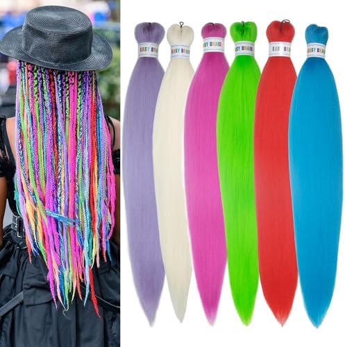 Amazon.com : Pre Stretched Braiding Hair 26inch Colored Hair Extensions ...