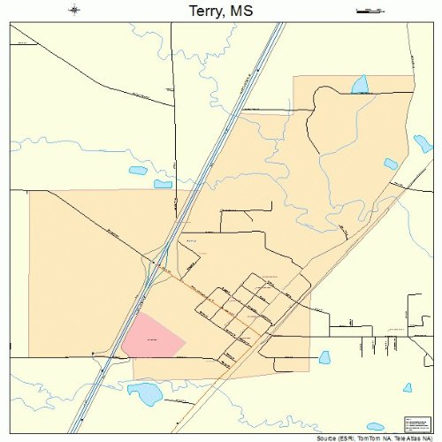 Large Street & Road Map of Terry, Mississippi MS - Printed poster size ...