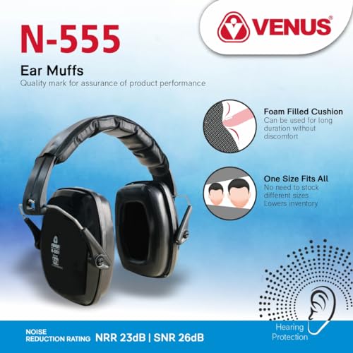 VENUS N-555 ISI Certified Premium Earmuffs, Cushioned, Adjustable ...