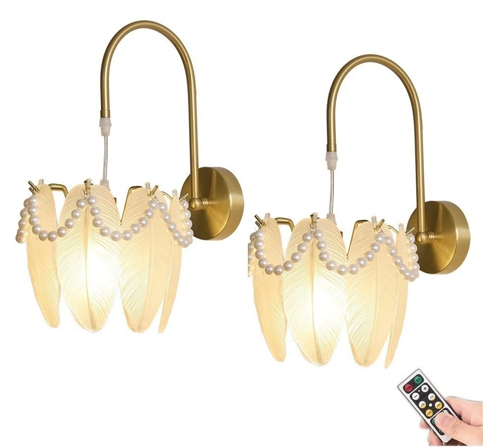 French Light Luxury Crystal Wall Sconces Battery Operated 2 Pack, Gold ...