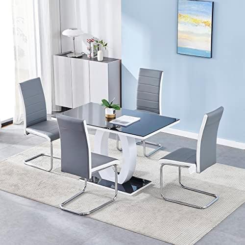 Panana Modern High Gloss Kitchen Dining Table 120cm with Stainless ...