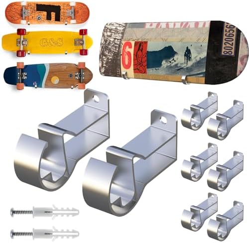Amazon.com: Skateboard Wall Mount (4-Packs)- Horizontal Skateboard Rack ...