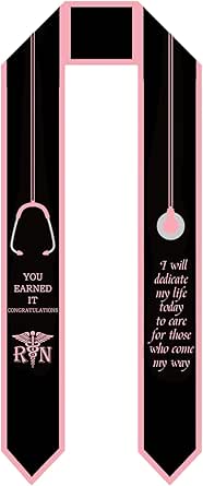 Amazon.com: Whaline Nurse Graduation Sash Pink Black Nursing Sash Scarf ...