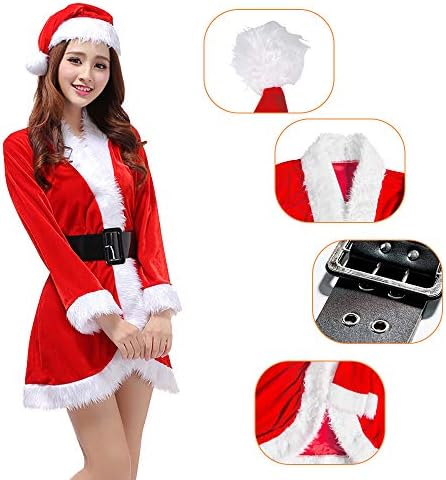 Amazon.com: Women Santa Claus Costumes Suit Mrs Santa Cosplay Costume ...