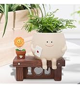 Amazon.com : LAUGOKOBE Smile Face Rocking Chair Planter Pot for Indoor ...