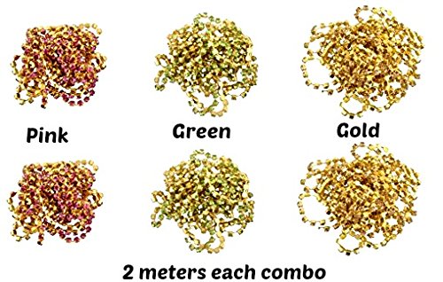 Stone Chain for Jewellery Making 3 Color Pink,Green,Golden Combo Pack ...