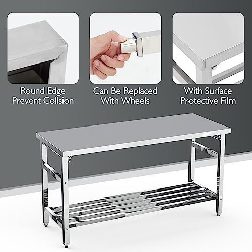 Snapklik.com : 24 X 60 Inch Stainless Steel Folding Table For Prep ...