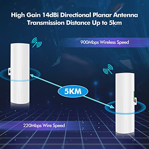 Outdoor Wireless Bridge, 5.8G 5KM Transmission WiFi Point-to-Point ...