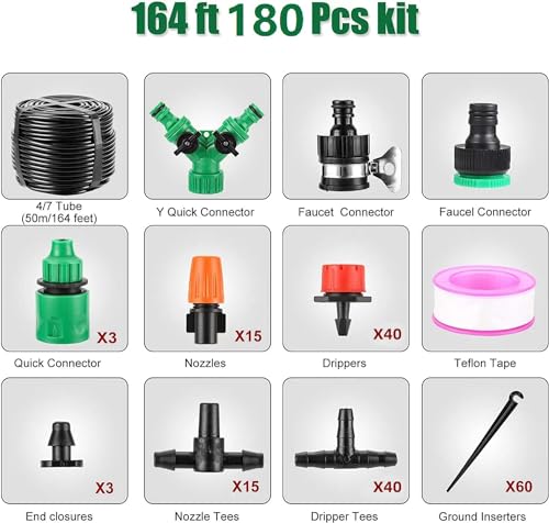 Drip Irrigation System,Garden Drip Irrigation Kit 1/4" Blank Tubing ...