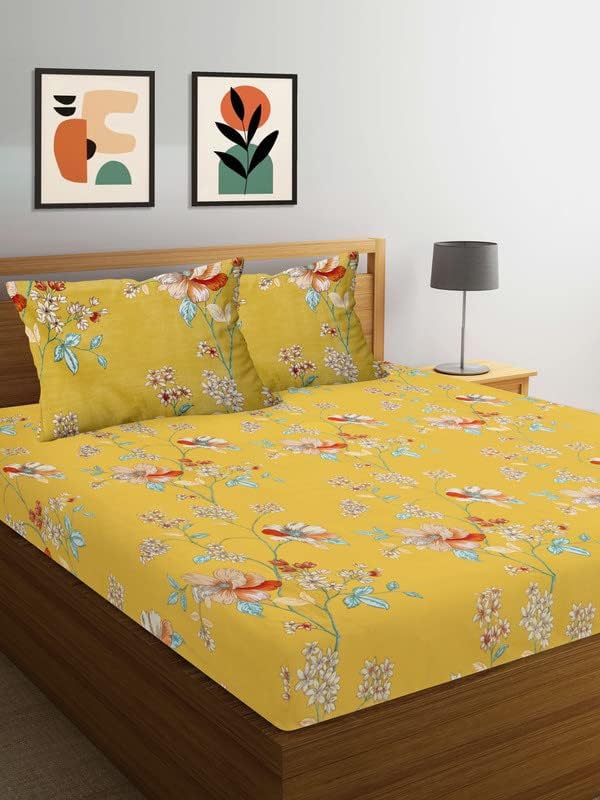 Colorspreadz Supersoft Glace Cotton Bedsheet for Double Bed Queen Size ...