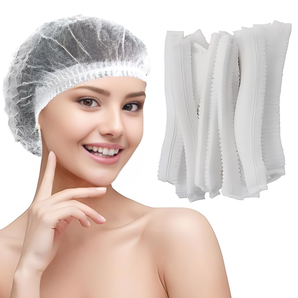 100 Pcs Disposable Hair Net, Elastic Non-Woven Disposable Bouffant Caps ...