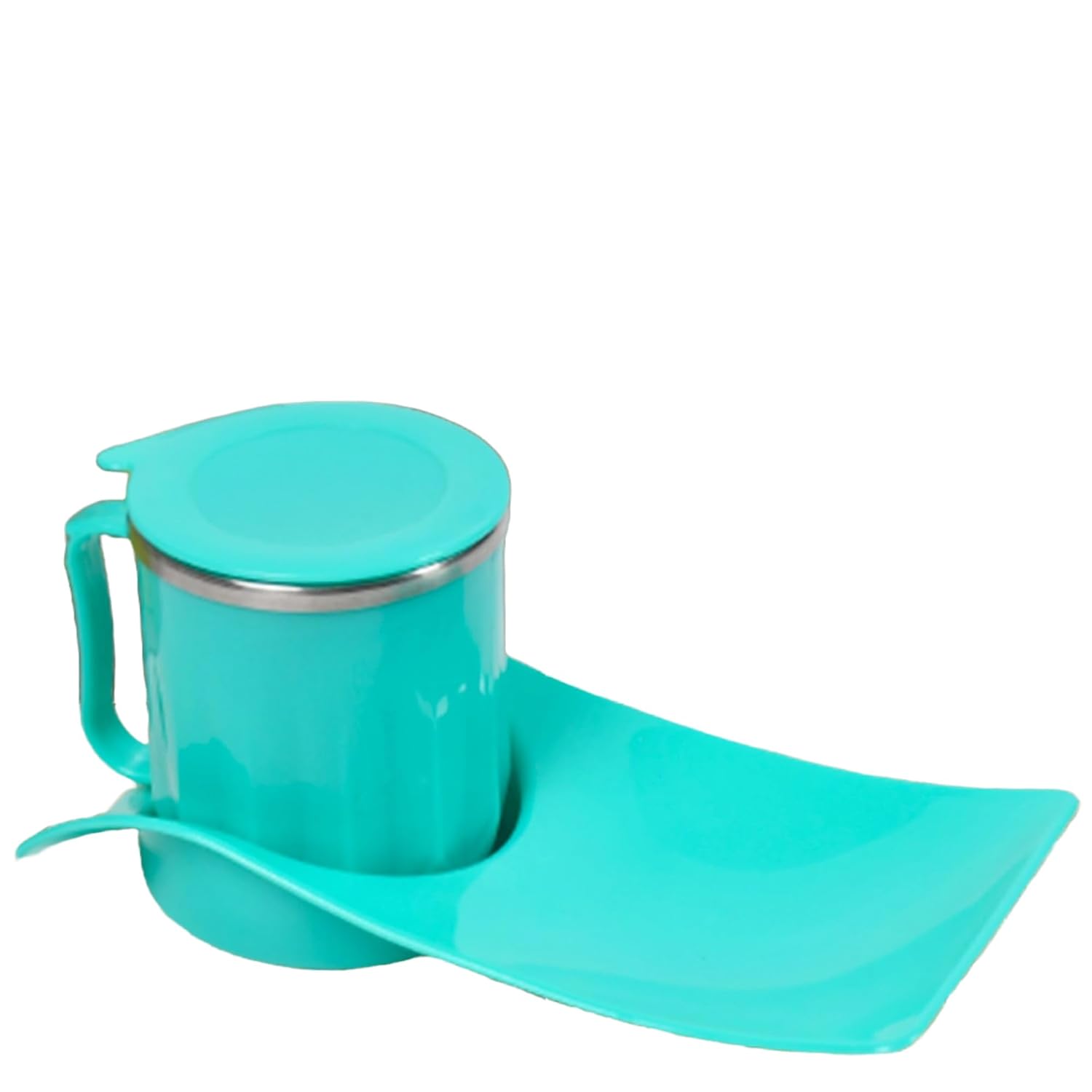 Snacks Tray & Inside Steel Cup 350ml: The Perfect Break Time Tray for Kids & Home (Firozi ...