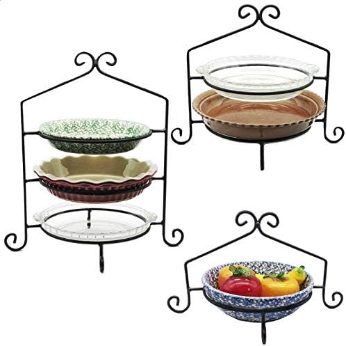 Amazon.com - 3 Tier Pie Plate Stand - Solid Satin Black Wrought Iron ...