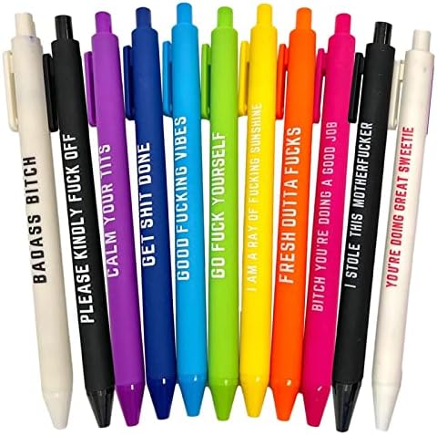 Liqiu Funny Ballpoint Pens, 11 Pcs Sarcastic Stylus Pens with Cheeky ...