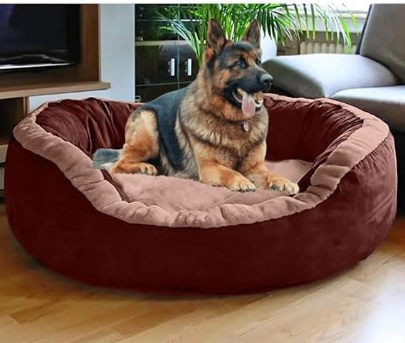 DRILLY Premium Fur 4XL Dog Bed for Extra Large Dogs Washable-Orthopedic ...