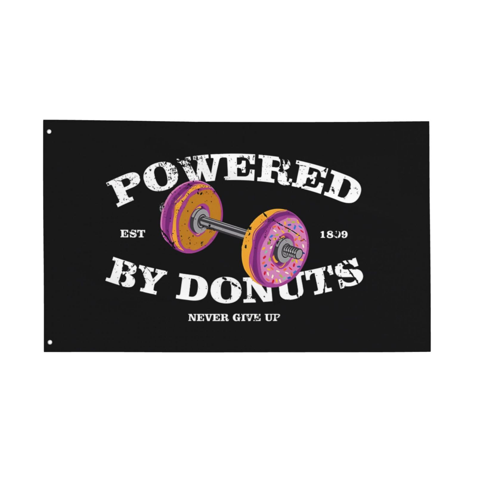 Snapklik.com : Powered By Donuts Flag 3x5 Ft Motivational Flag Fitness ...