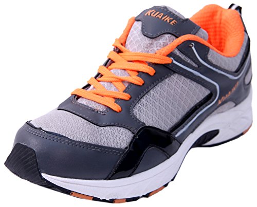 Kuaike Men's Grey & White PU Running Shoes - 11 UK : Amazon.in: Shoes ...