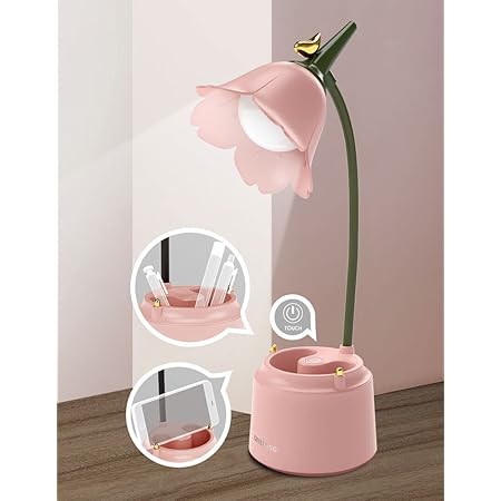 Pink Desk Lamp, Rechargeable LED Lamp with USB Charging Port, Kawaii ...