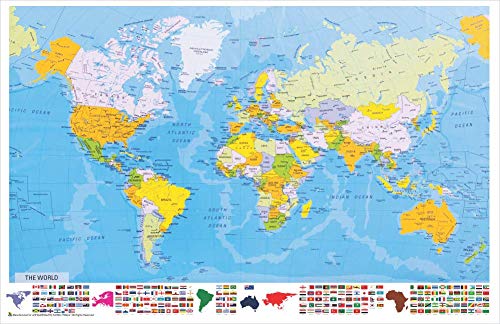 World Map - Mini Poster - 17" x 11": 0665355167459: Amazon.com: Books