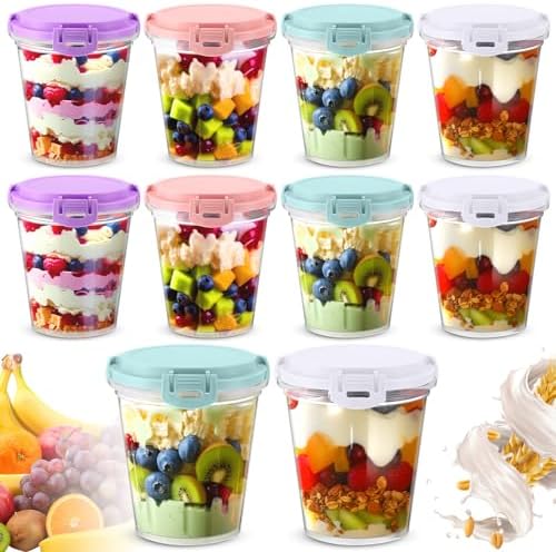 Amazon.com: Blushtier 10 Pcs Overnight Oats Containers with Lids 24 oz ...