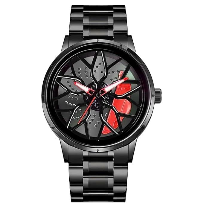 ADNOCK Men's Sport Watch| 360 Rotating Wheel Dial Metal Strap Analog ...