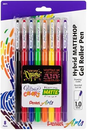 Pentel Arts Hybrid MATTEHOP Gel Roller, 1.0mm, Matte Assorted Colors ...