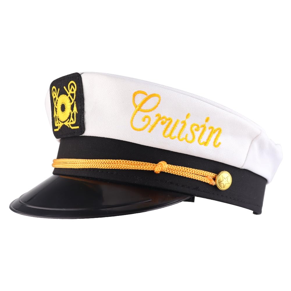 Amazon.com: Brosash Cruisin Captain's Hat - Nautical Themed Cruise Ship ...