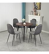 HomJoy Dining Table and 4 Chairs Set, Modern Design PU Seat Lounge ...