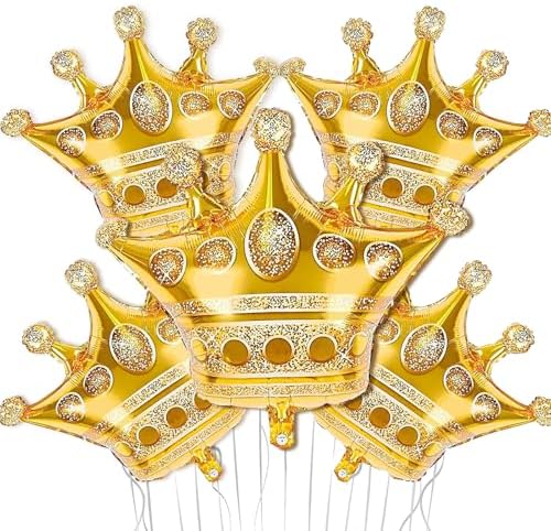 Amazon.com: Froova 36 Inch Crown Balloons Large Metallic Gold Crown ...