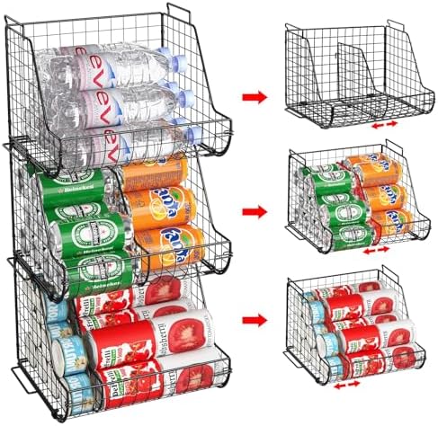 Amazon.com: Stacking Can Dispensers 3 Tier with 3 Divider, Large Pantry ...