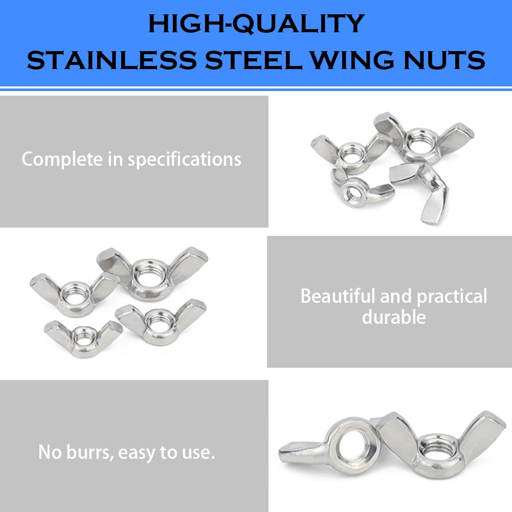 Snapklik.com : 100PCS Wing Nuts Assorted Kit M3 M4 M5 M6 M8 M10 M12 304 ...