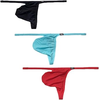 ADAHOP Men's Ice Silk Elastic Low Waist Solid Color G-String Thong ...