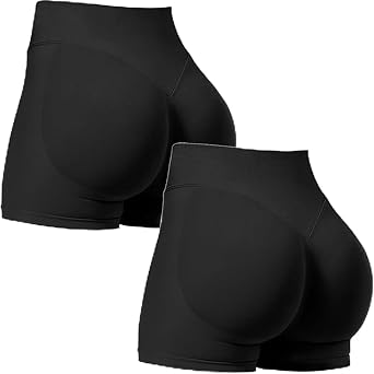 Amazon.com: Women Workout Shorts Scrunch Yoga Shorts Seamless V Cross ...