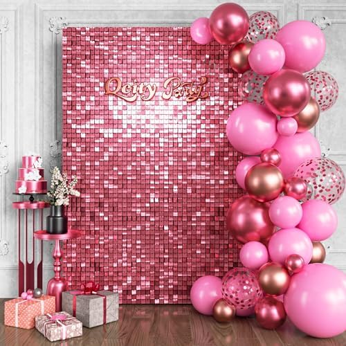 Amazon.com : 24 Pcs Pink Shimmer Wall Backdrop Panels - 4FT x 6FT Pink ...