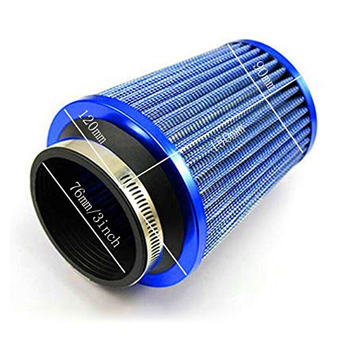 76MM/3 Universal Inlet HIGH Flow Short RAM/Cold Intake Round Cone AIR ...