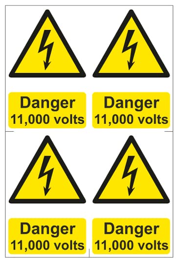 4 Piece Combo Offer Danger 11,000 Volts - Sign,Waterproof Sticker Sign ...