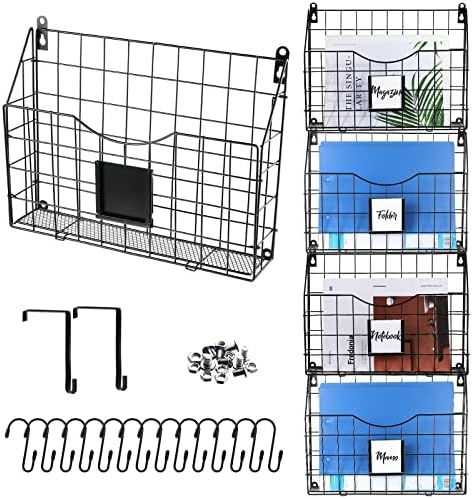 Amazon.com : Yexiya 4 Pack Hanging Wall File Organizer with 2 Pcs Door ...